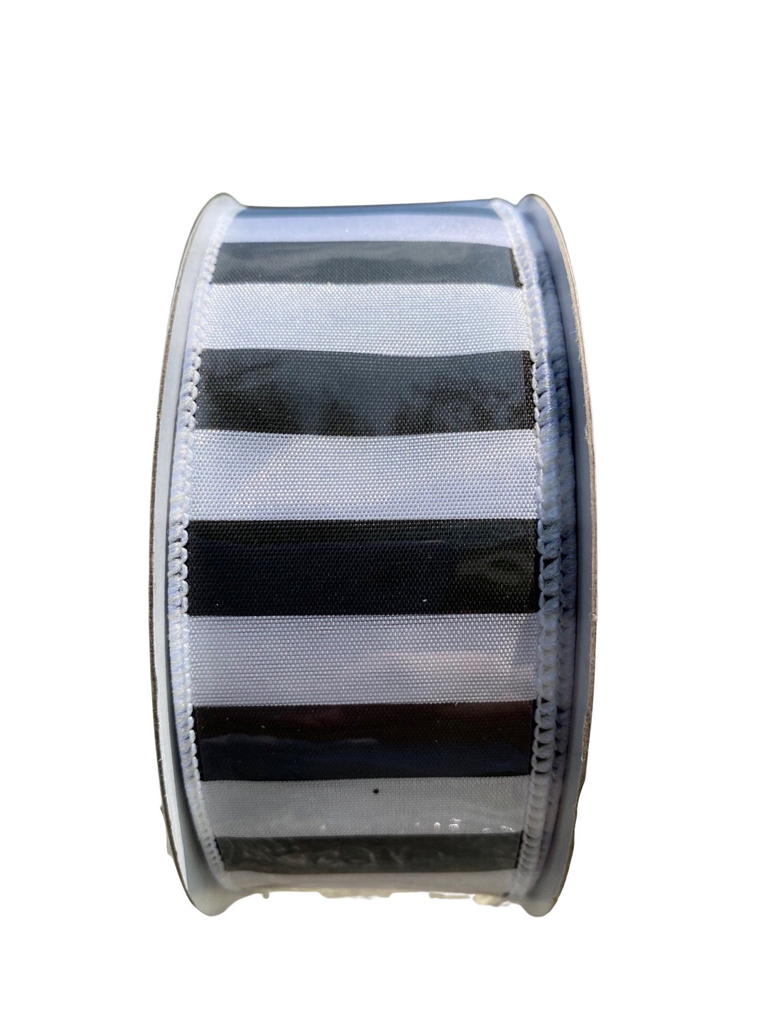 1.5" Wired Black White Railroad Stripe Ribbon, Halloween Ribbon, RW8005 ...