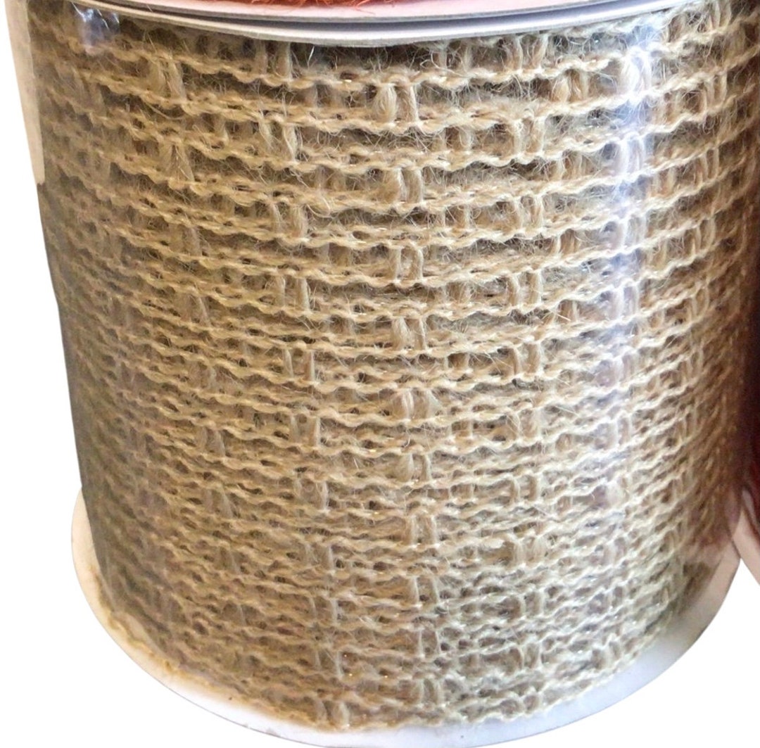 4" Natural Wired Expandable Jute Mesh Ribbon, RA138118, Garland, Tan ...