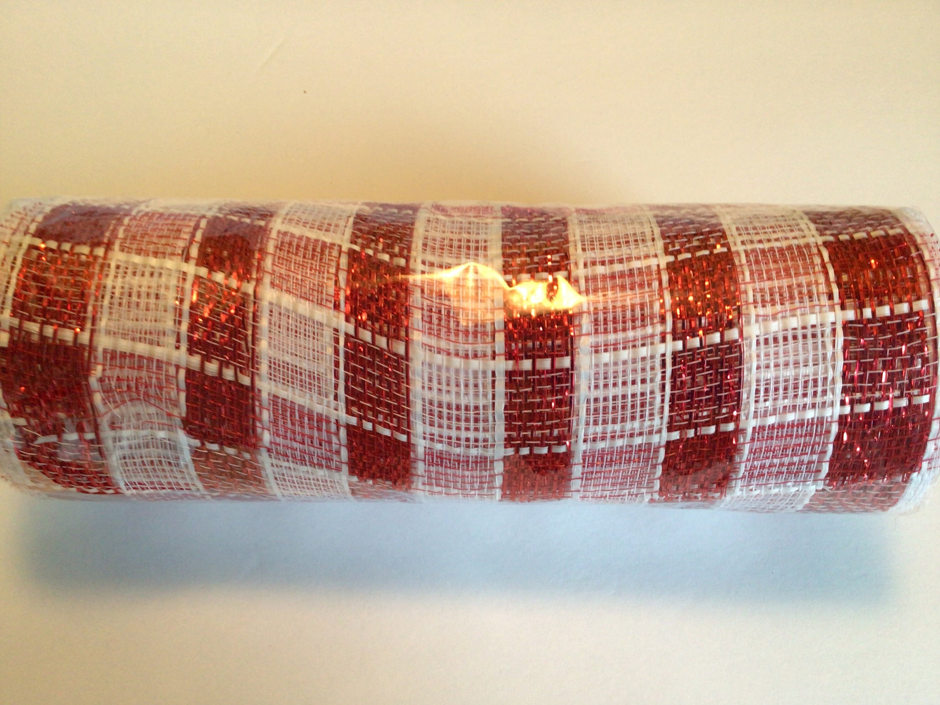 10 Red White Stripe Check Deco Poly Mesh, 10 Mesh, RE1367N5, Patriotic ...