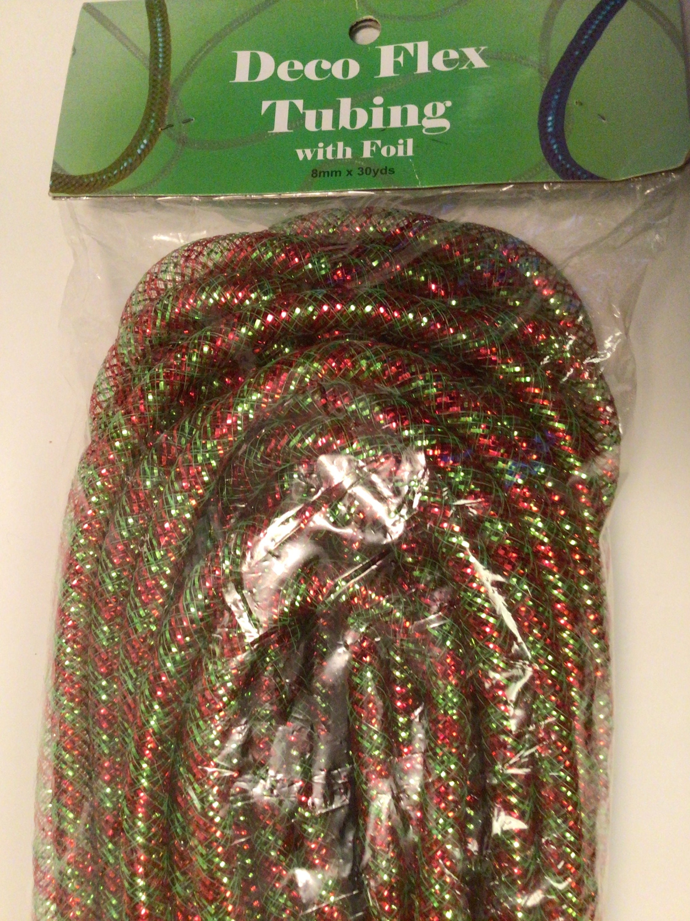 Red Green Deco Flex Foil Tubing Ribbon, Christmas Tubing, Xmas Wreath ...