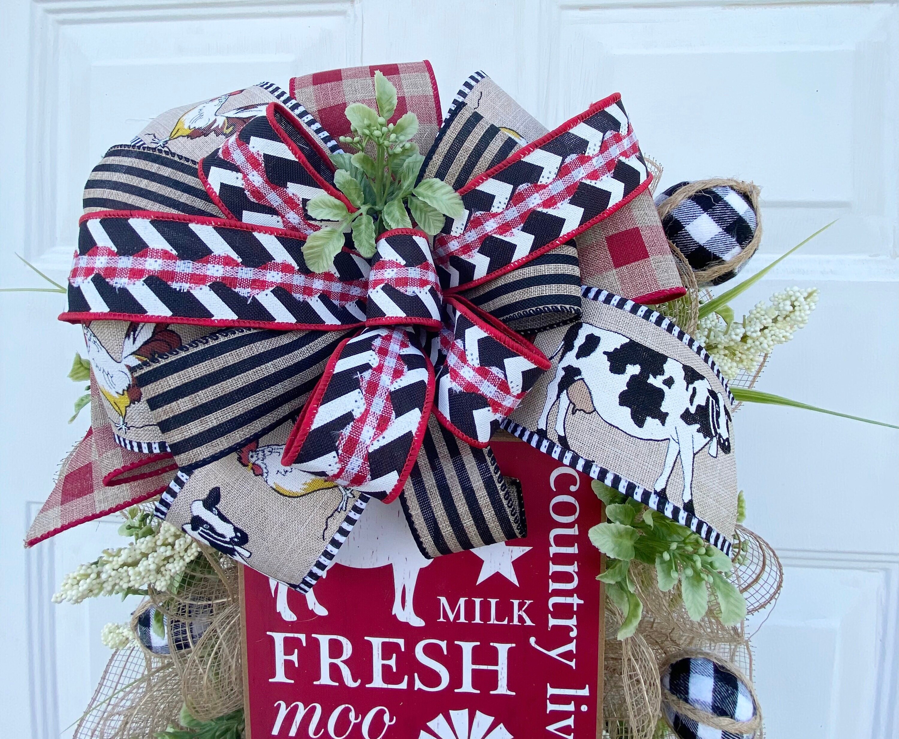 Barnyard Swag for Front Door, Cow Pig Chicken Country Porch Decor ...