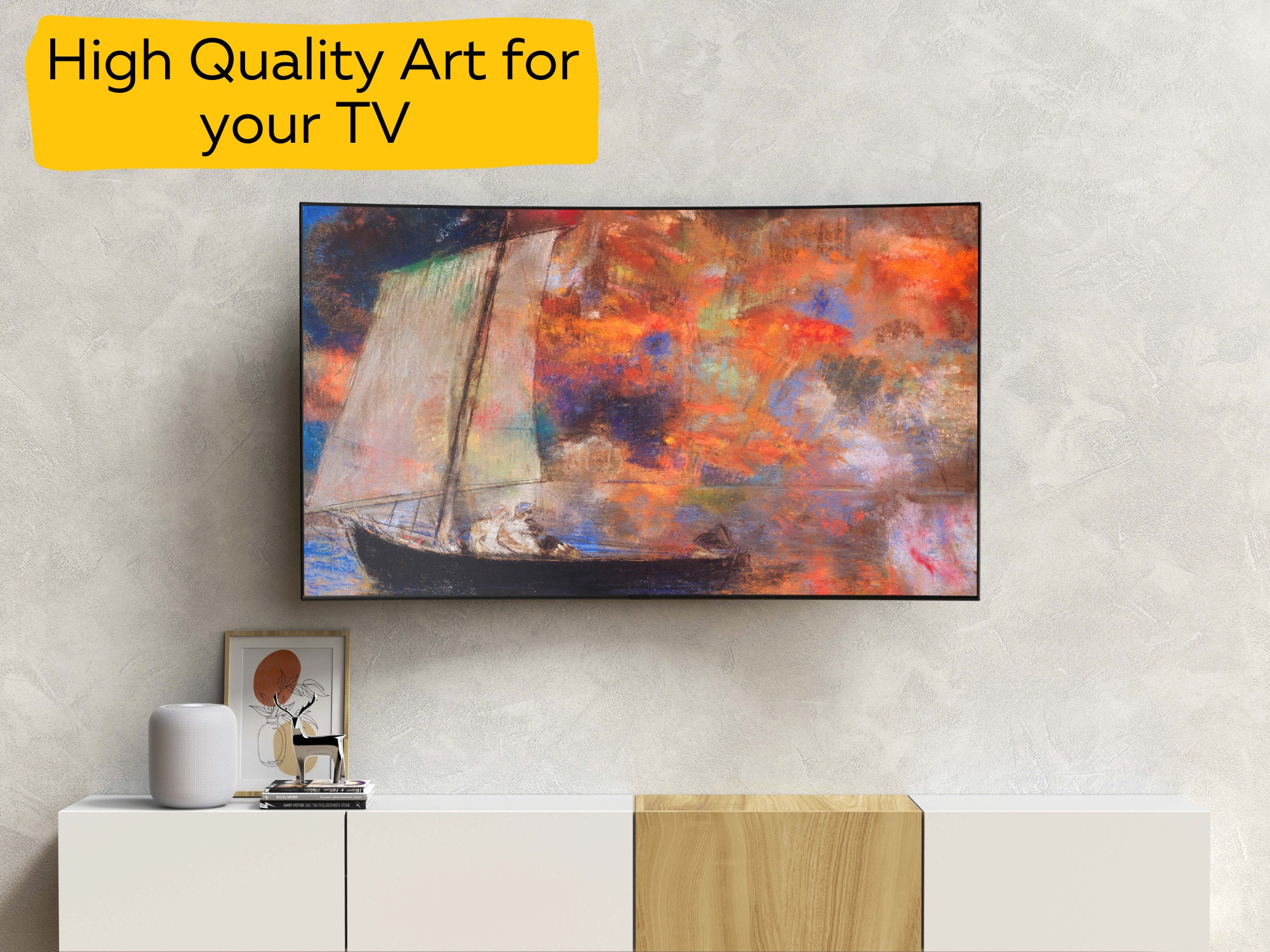 Samsung Frame TV High Quality Art Download Abstract Boat Art Oil ...