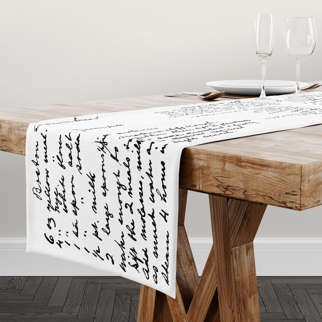Custom Table Runner With Handwritten Recipes, Personalized Cloth 90in ...