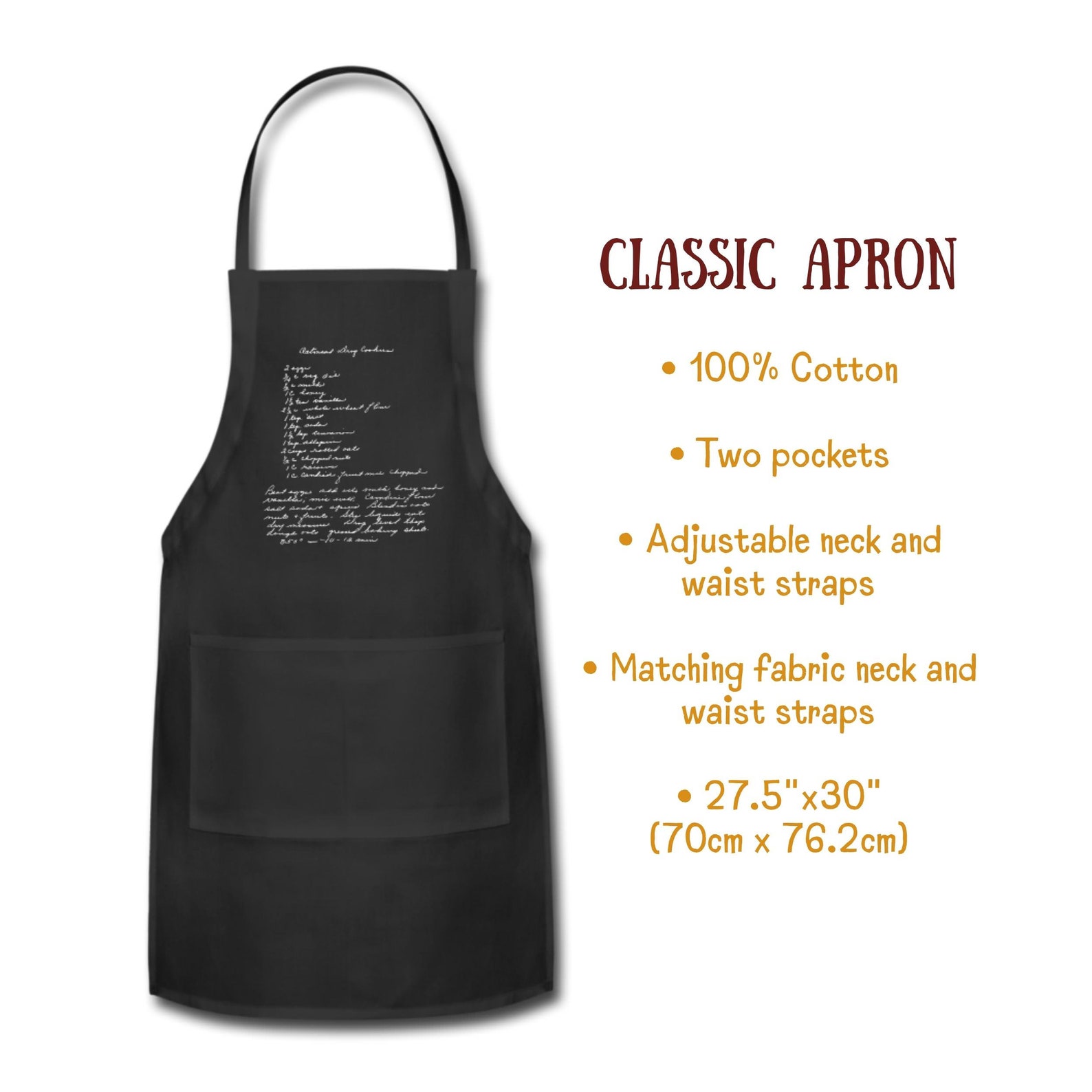 Personalized Apron Handwritten Recipe Gifts Cotton Aprons - Etsy