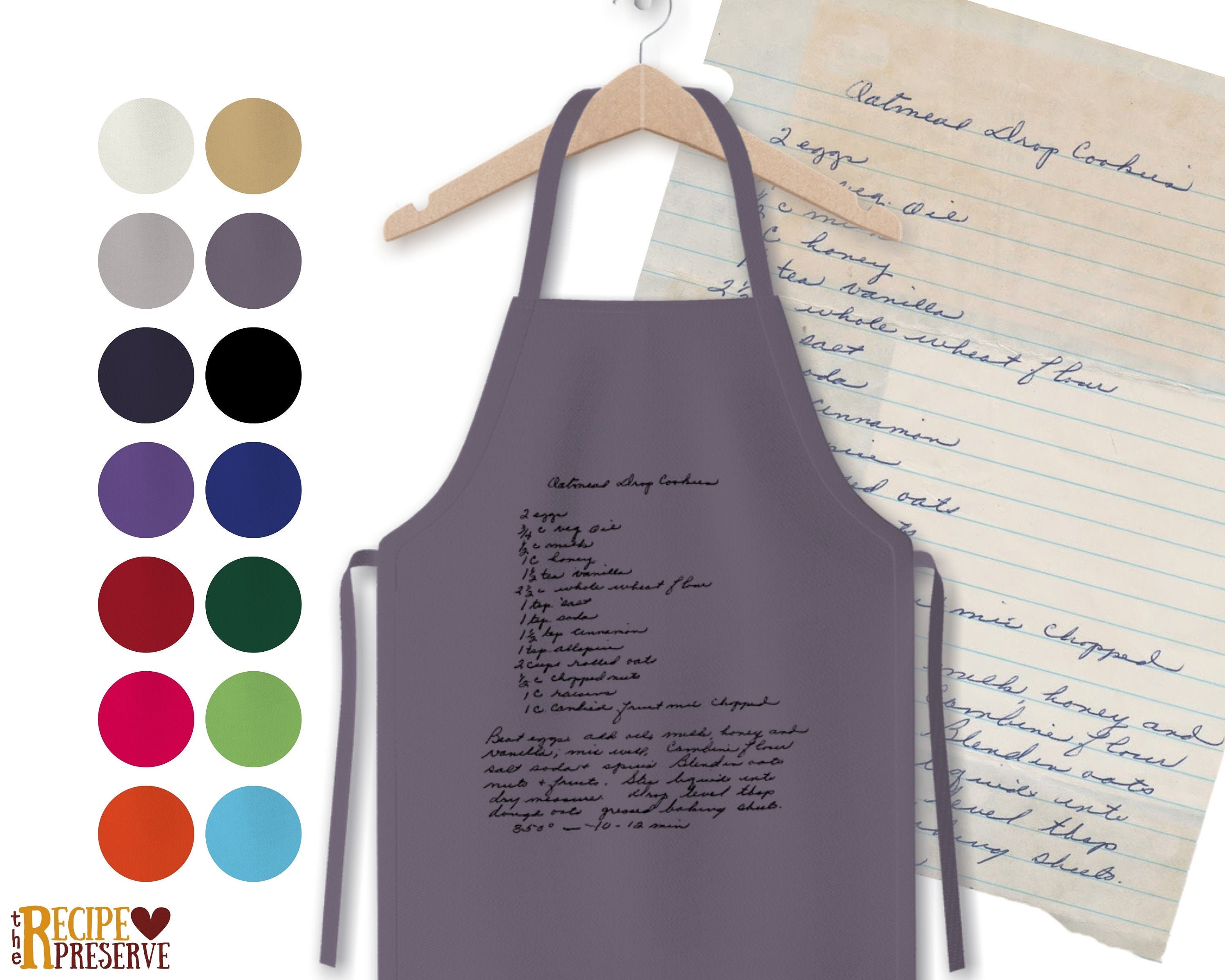 Personalized Apron Handwritten Recipe Gifts Premium Gray | Etsy