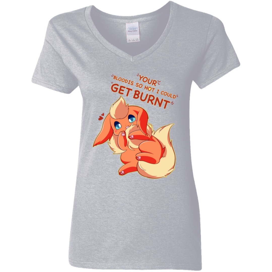 Your Blood is so Hot I Could Get Burnt G500VL Ladies' 5.3 Oz. V-neck T ...