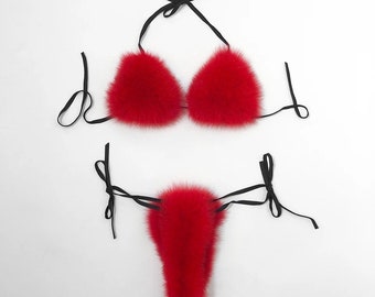 Red Fox Fur Bikini - Etsy
