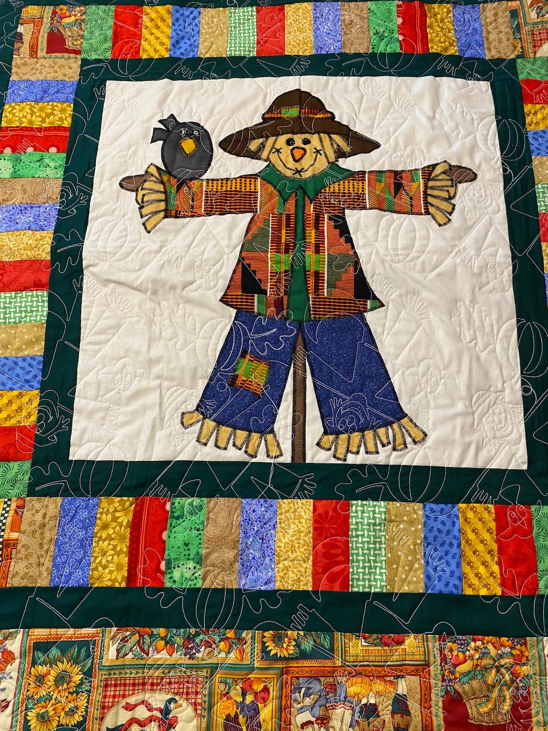 Handmade Scarecrow Finished Quilt, Wall Hanging or Lap Quilt 40" X 40 ...