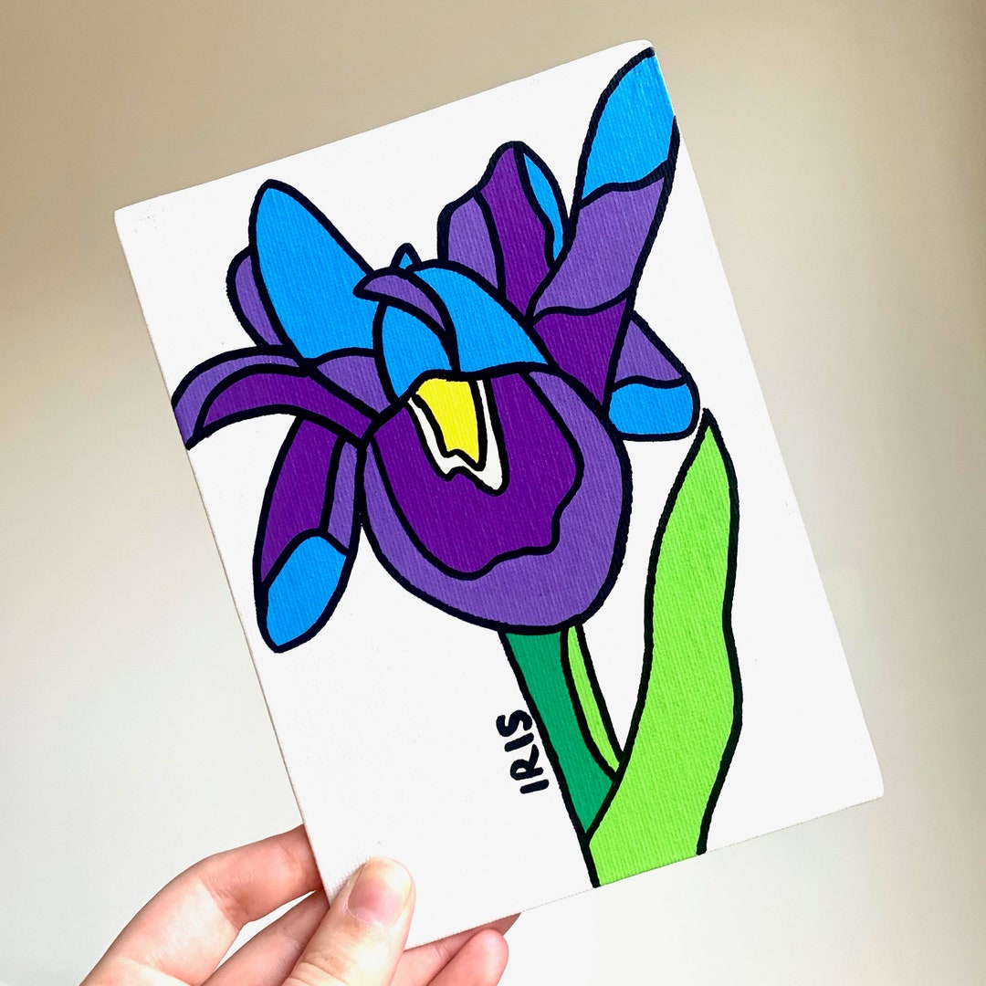 Iris Painting, Flower Art, Board Canvas 5x7 - Etsy