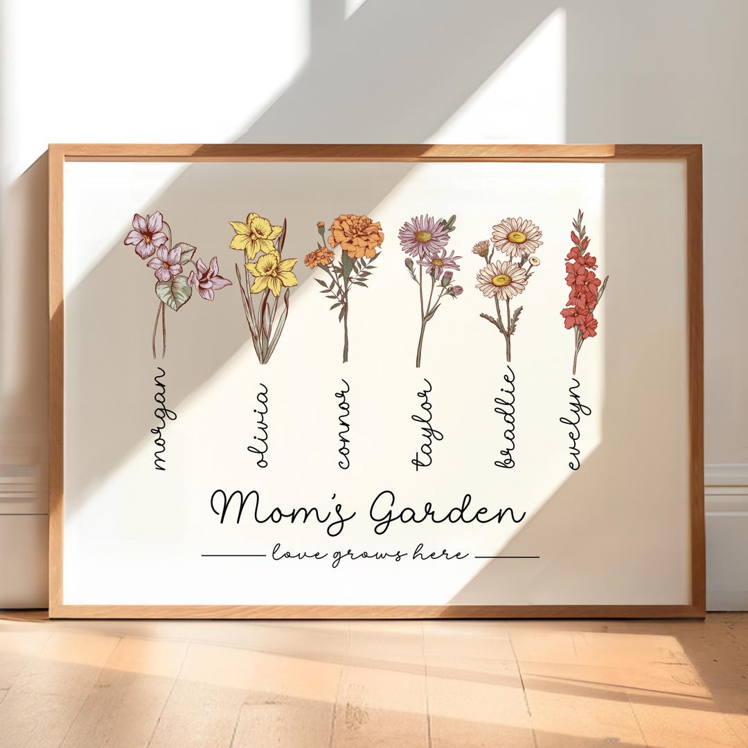 Personalized Mom Gift, Birth Month Flower Gift for Mom, Mom's Garden ...
