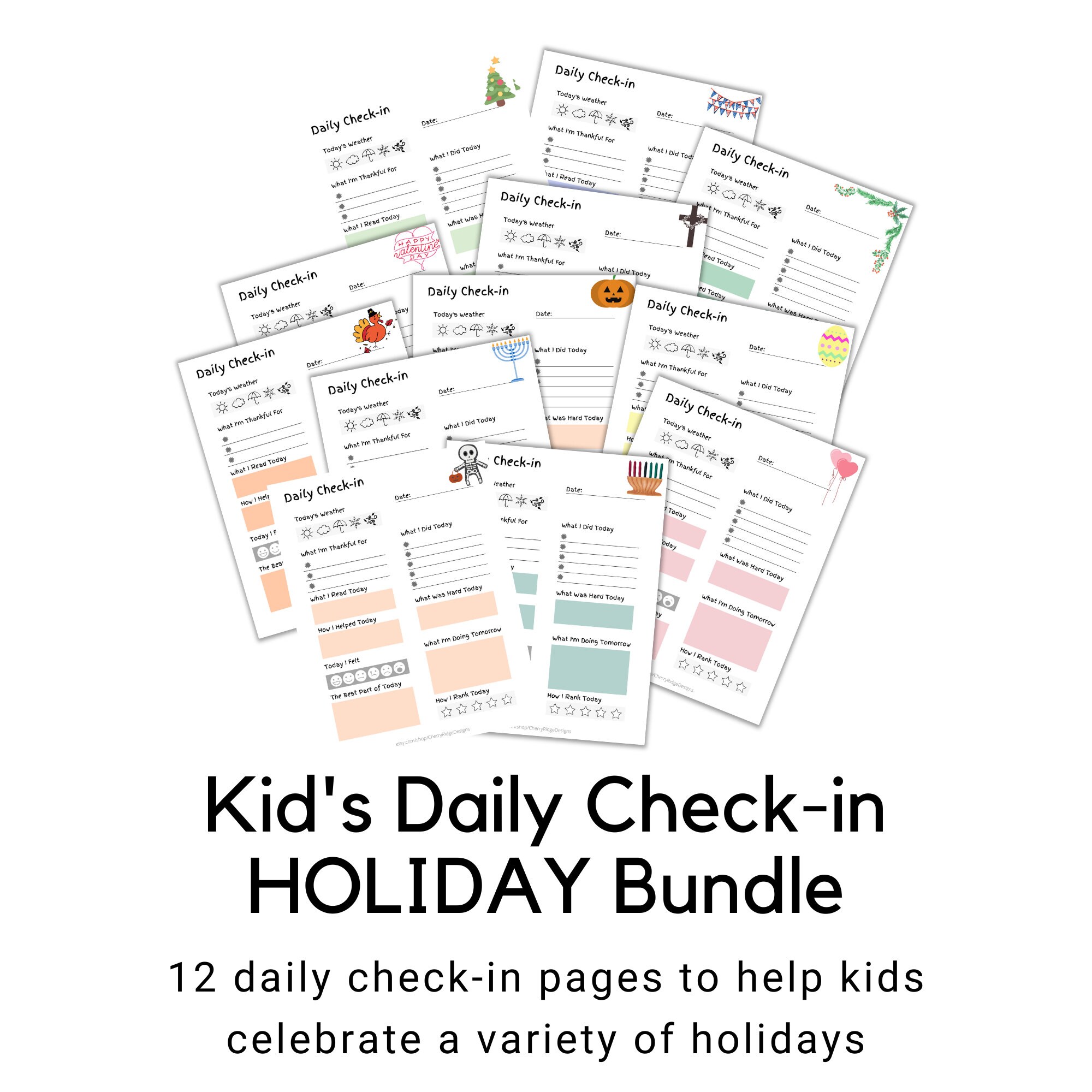 Kid's Daily Check-in HOLIDAY Bundle - Etsy