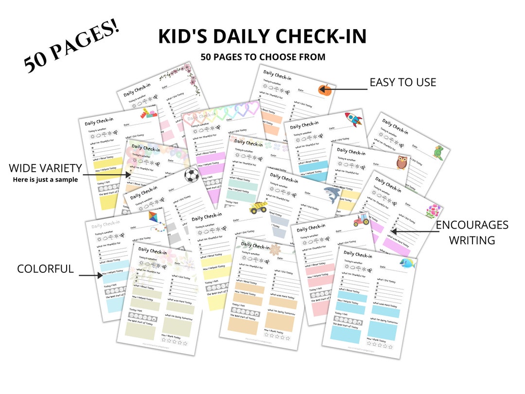 Kid's Daily Check-in Bundle - Etsy