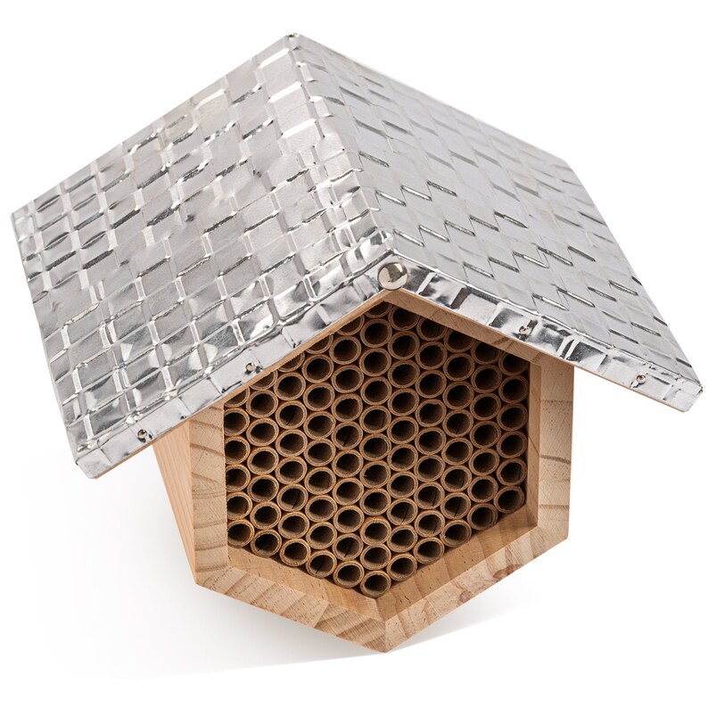 Rivajam Beekeeper Pro Mach II Geometric Metal Roof Mason Bee House ...