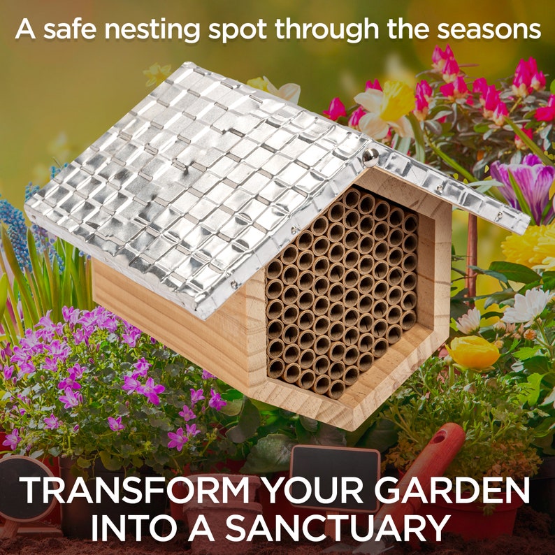 Rivajam Beekeeper Pro Mach II Geometric Metal Roof Mason Bee House ...