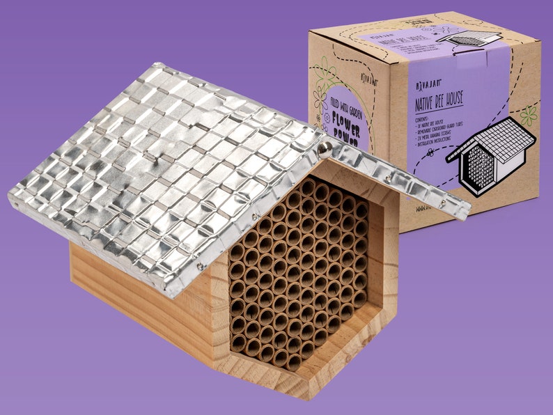 Rivajam Beekeeper Pro Mach II Geometric Metal Roof Mason Bee House ...