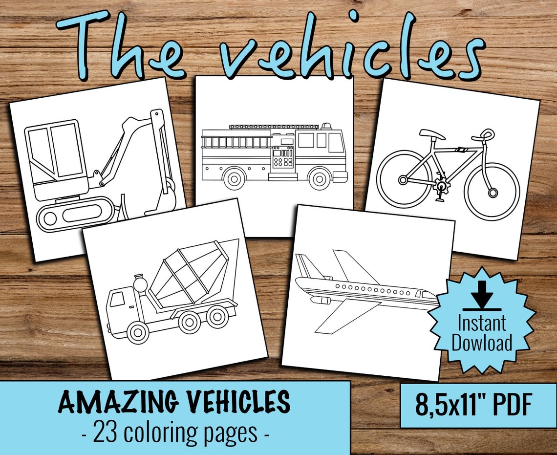 Printable Kids Vehicles Coloring Pages - Cars, Planes, Trucks and ...