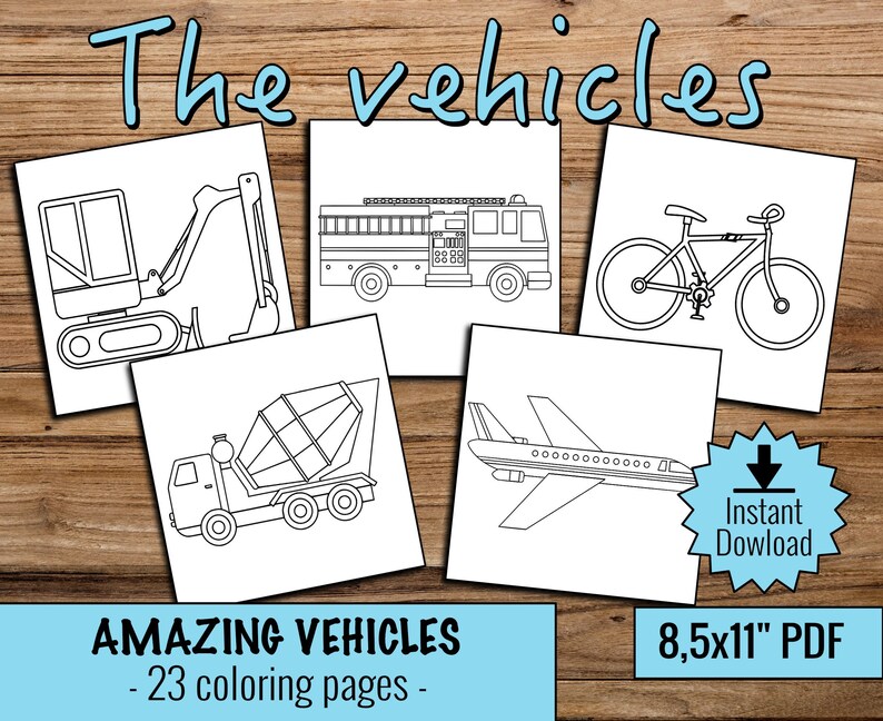 Printable Kids Vehicles Coloring Pages - Cars, Planes, Trucks and ...