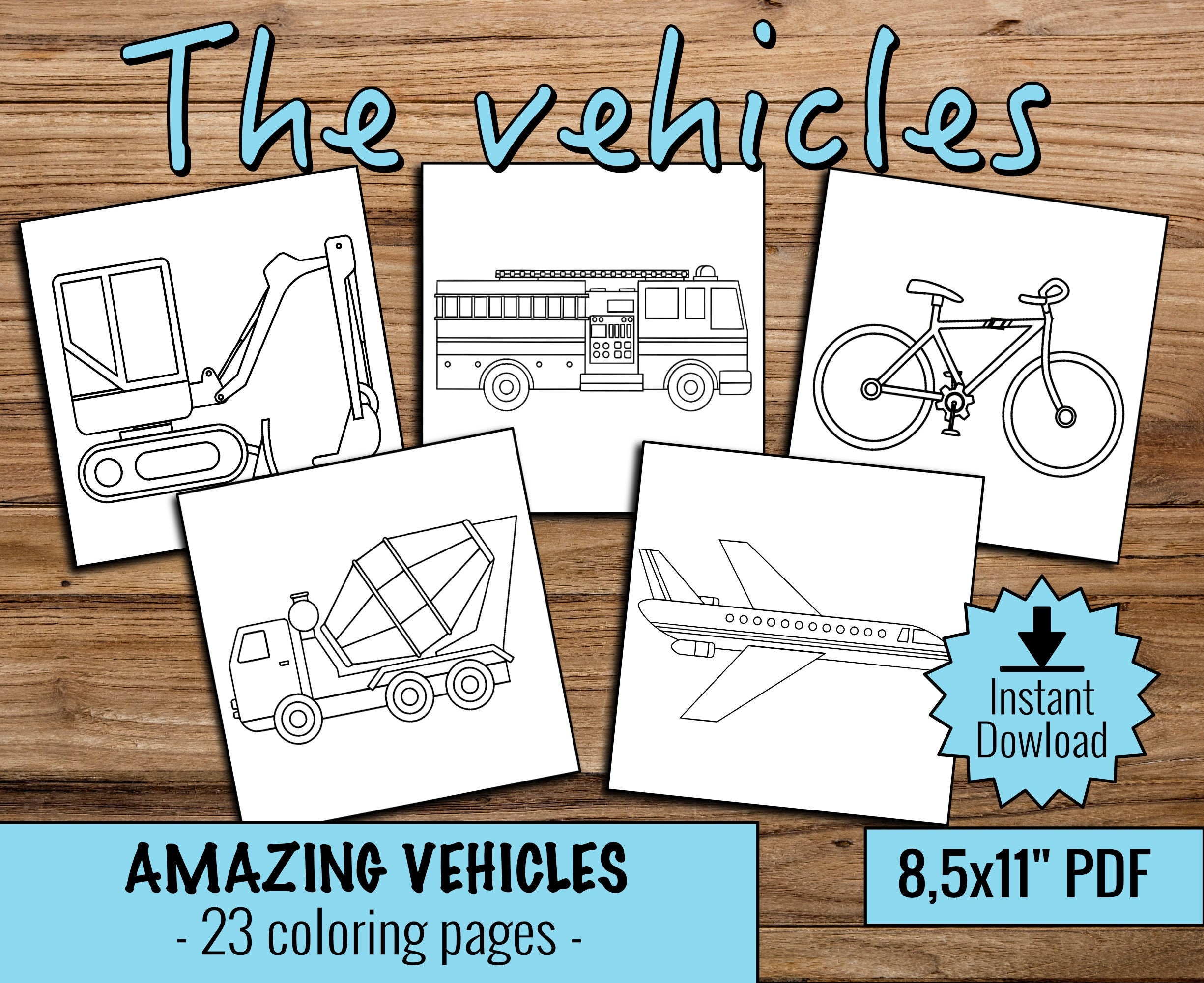 Printable Kids Vehicles Coloring Pages - Cars, Planes, Trucks and ...