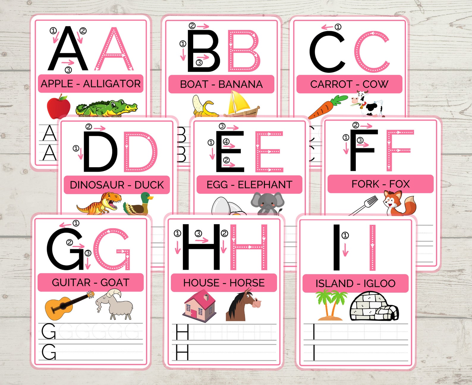 Alphabet Tracing Printable Flashcard | Preschool Handwriting Practice ...