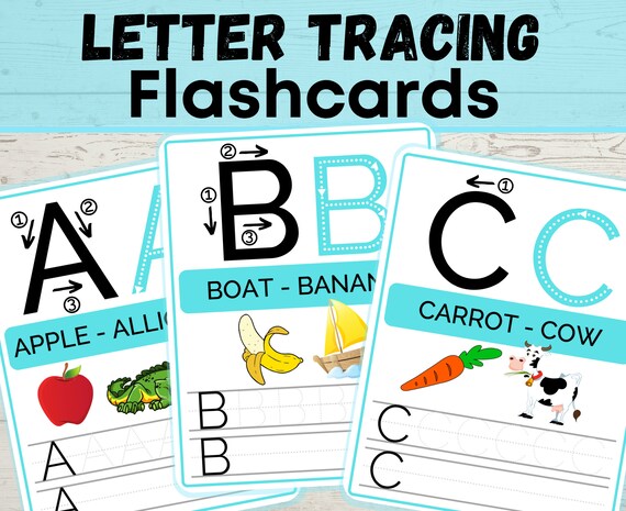 Alphabet Tracing Printable Flashcards ABC Preschool | Etsy UK