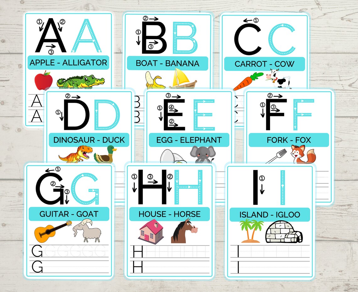 Alphabet Tracing Printable Flashcards | ABC Preschool Handwriting ...