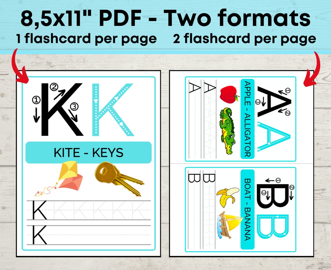Alphabet Tracing Printable Flashcards | ABC Preschool Handwriting ...