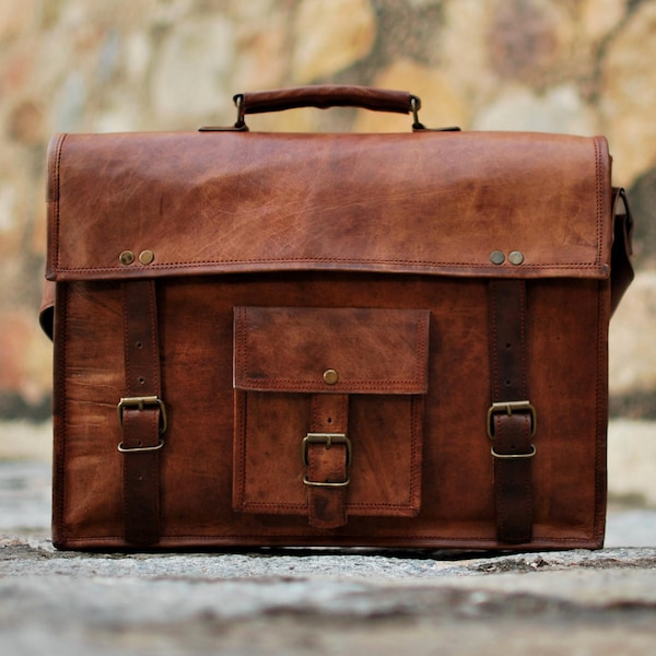 Leather Briefcase - Etsy