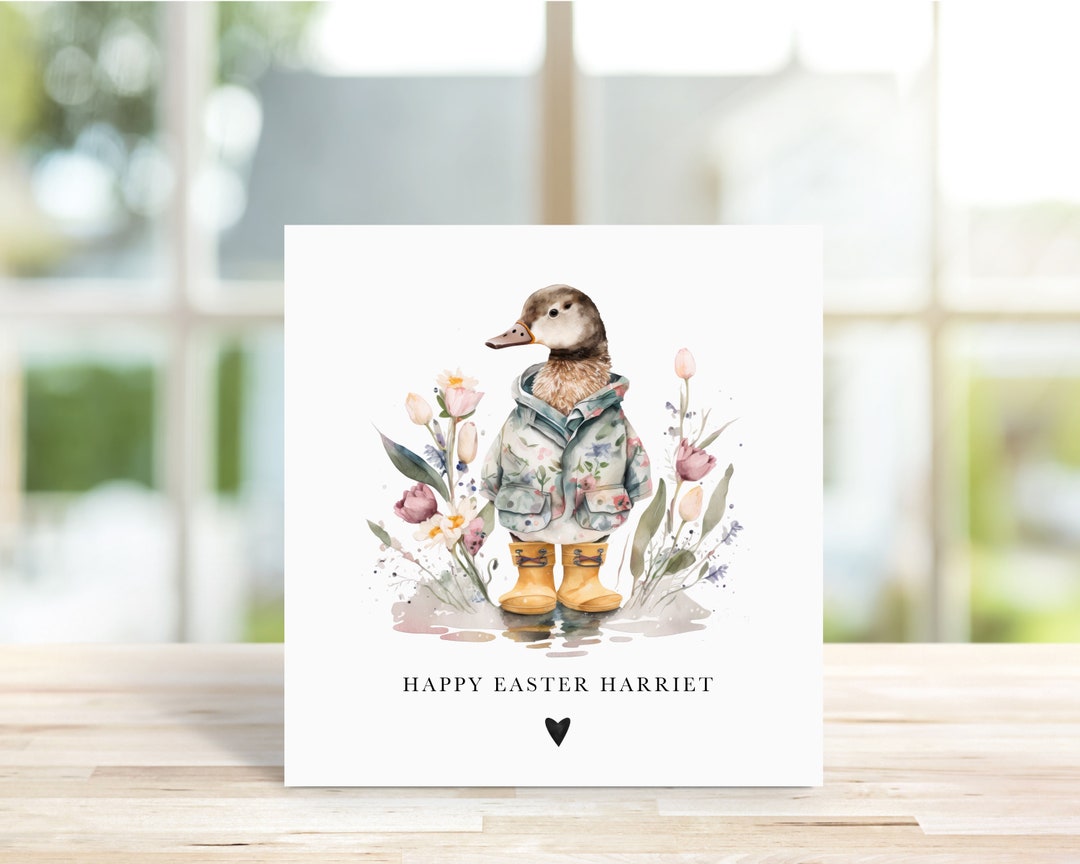 Personalised Easter Card, Happy Easter, Duck, Easter Cards, Easter Card ...