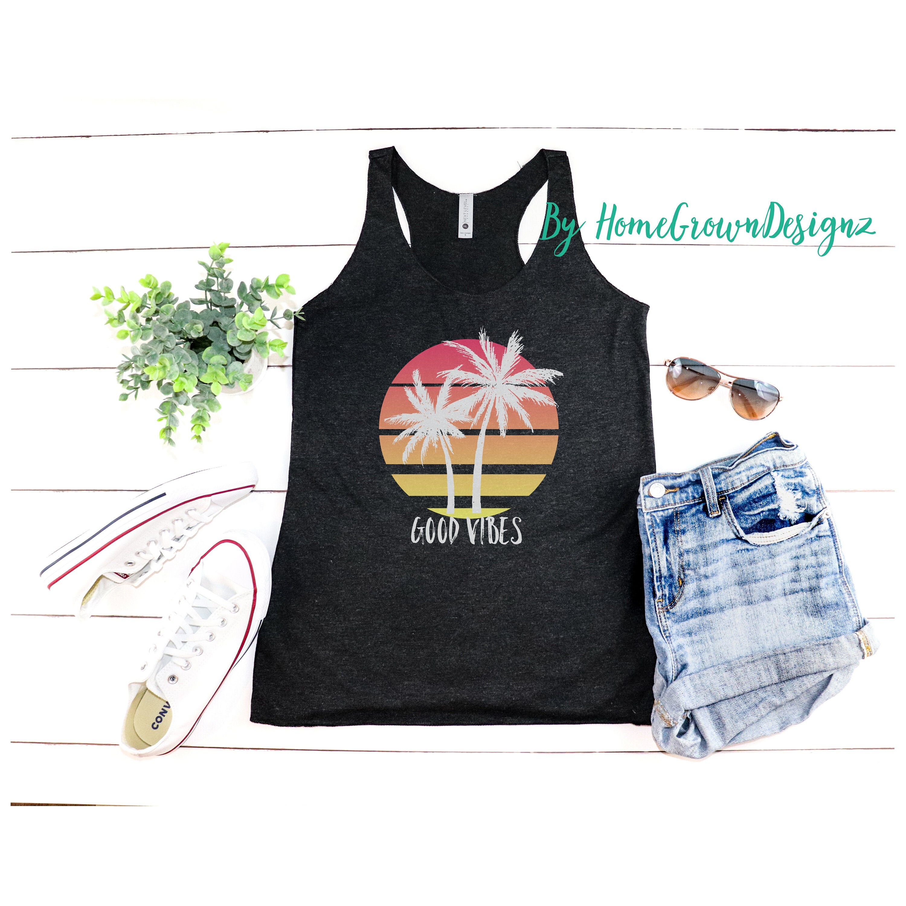 Good Vibes Tank Top, Good Vibes Yoga Workout Tank Top Racerback ...