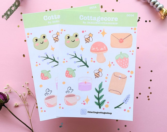 Adorable Cottagecore Stickers Planner & Bullet Journal Sticker Sheet - Etsy