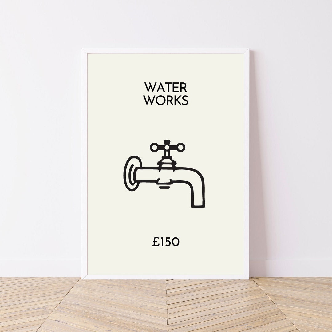 Original Monopoly 'water Works' Wall Art Print - Etsy