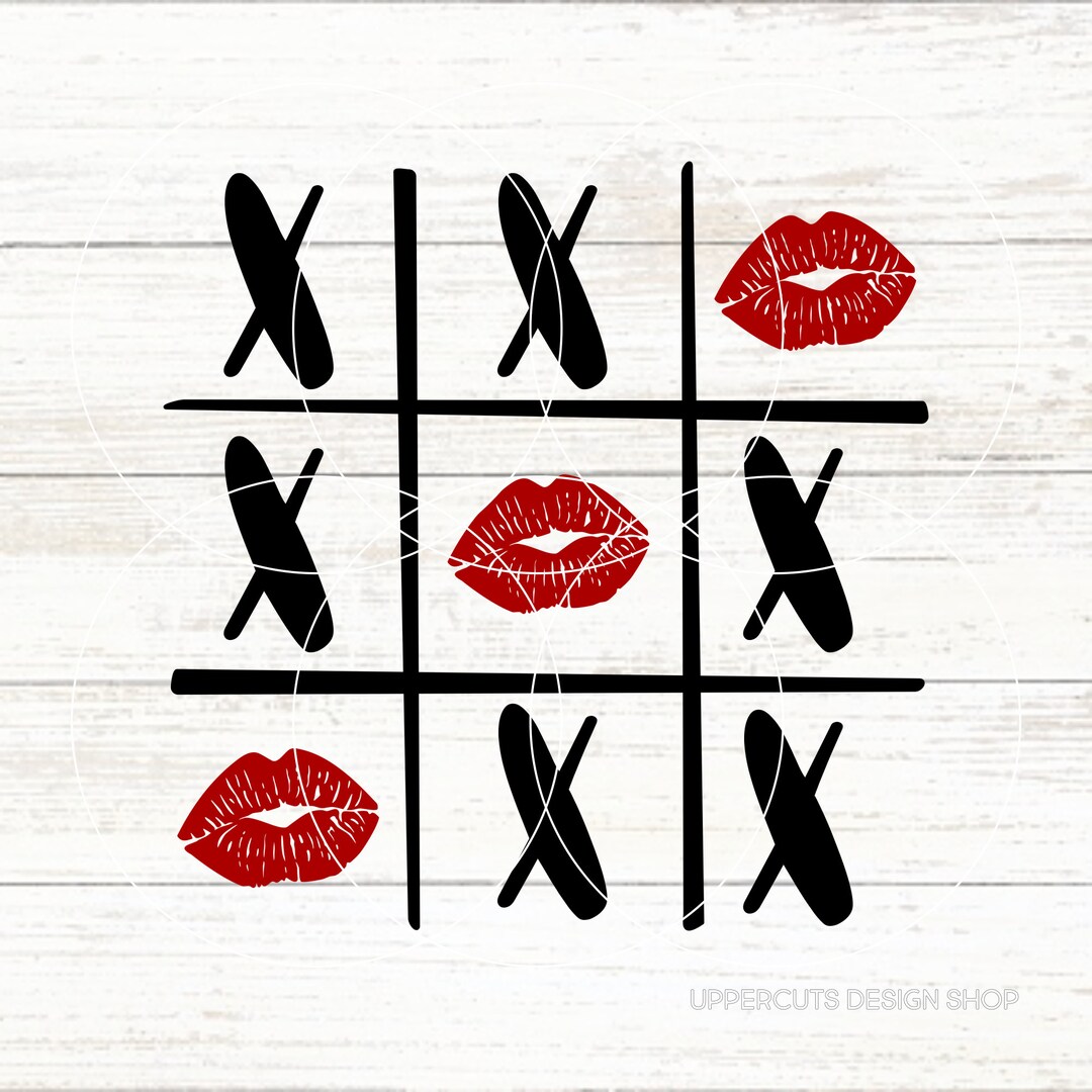 XOXO SVG, Valentine Tic Tac Toe Svg, Lip Print Tic Tac Toe, Hugs and ...