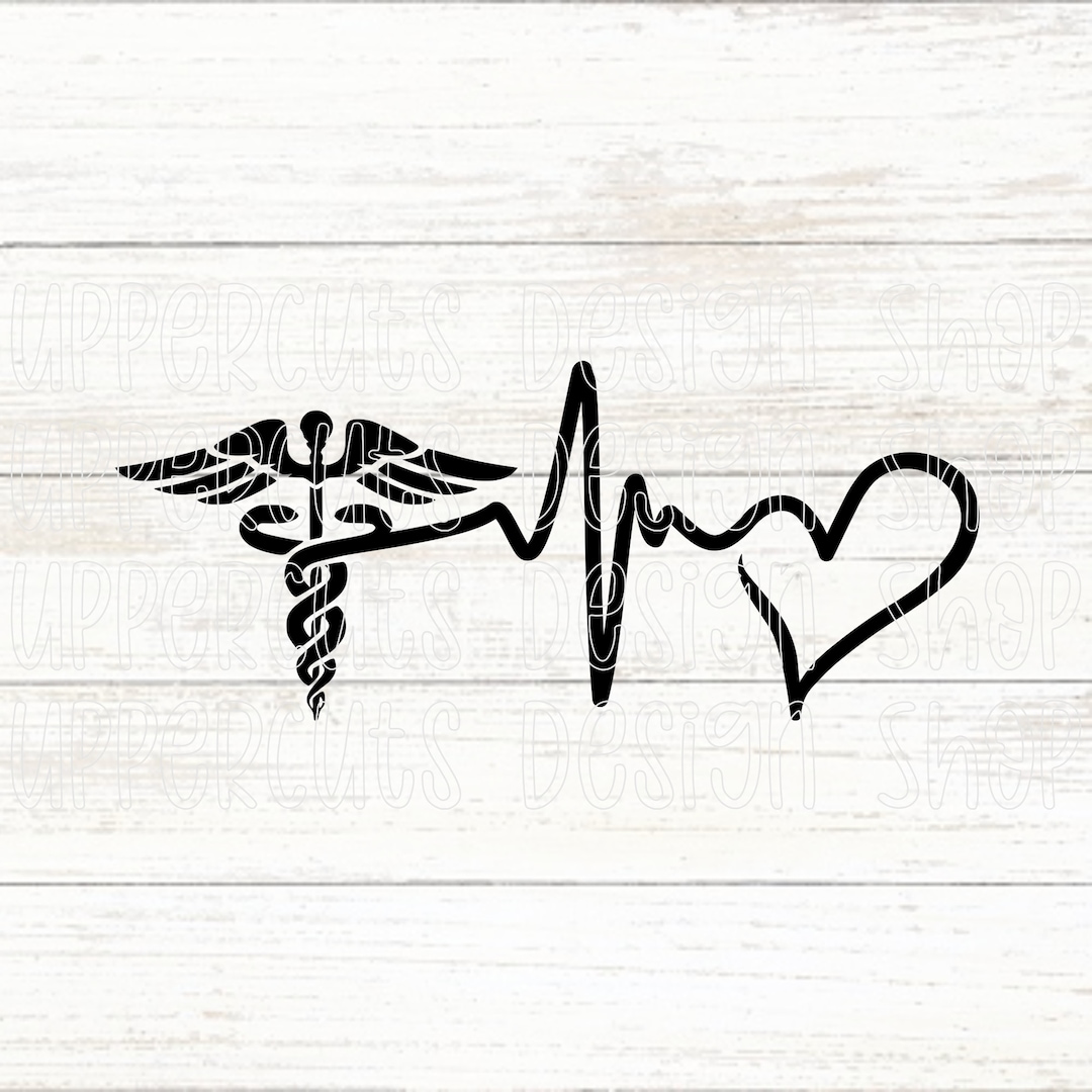 Caduceus SVG, Cute Medical Heartbeat Graphic, Heartbeat SVG, First ...