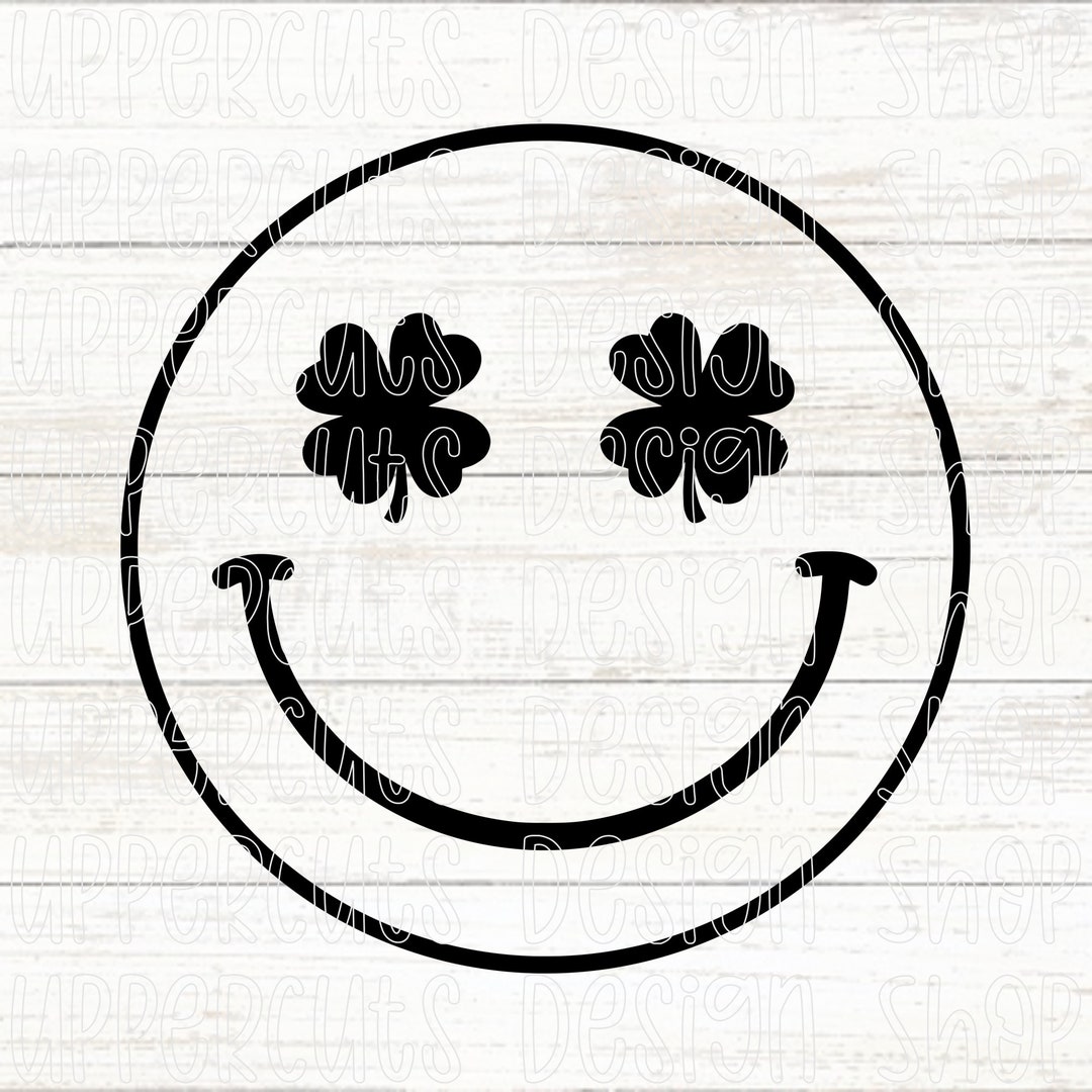 Clover Smiley Face SVG, Good Luck Smiley, St. Patrick's Day SVG, Cute ...