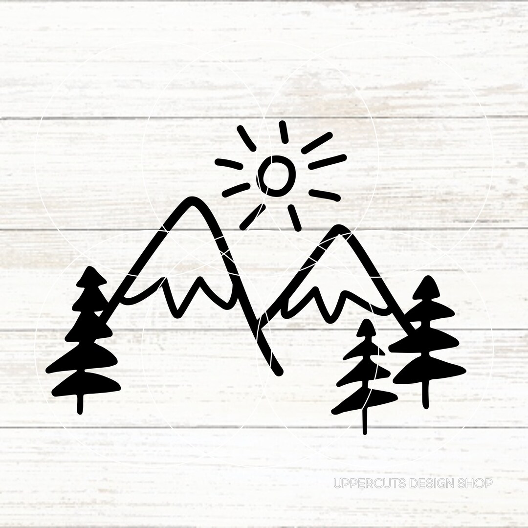 Simple Mountain Drawing SVG File, Minimalist Mountain SVG, Diy Graphic ...