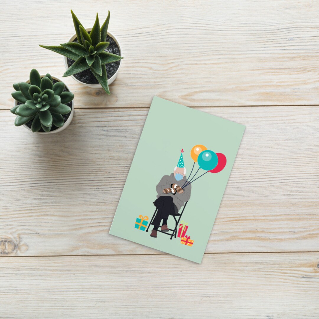 Bernie Sanders Birthday Postcard Bernie Sitting Mittens Postcard Bernie ...