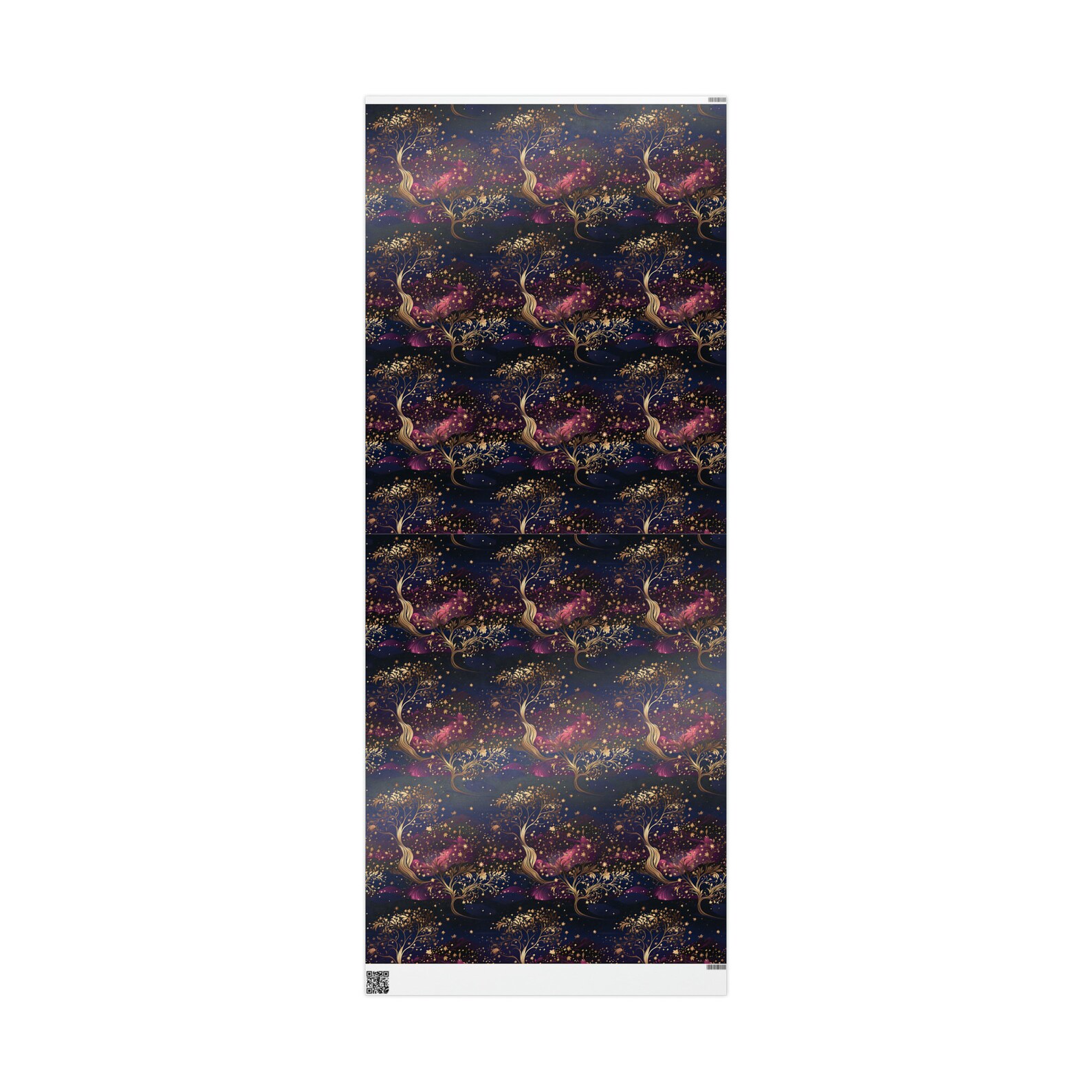 Dark Witchy Christmas Purple Gold Wrapping Paper Magical Forest Gift ...