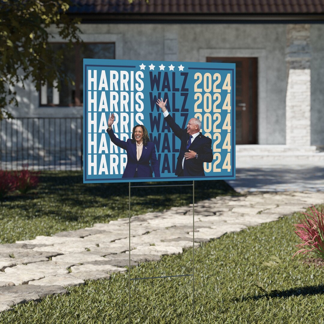 Harris Walz Lawn Sign, Double Sided Yard Sign With Stand, Kamala Yard ...