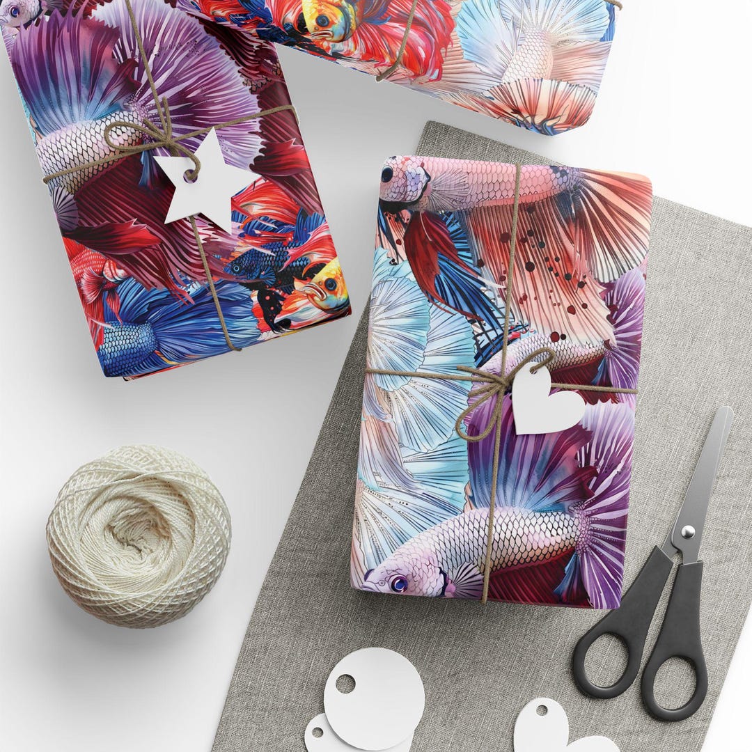 Betta Fish Wrapping Paper, Christmas Wrapping Paper, Wrapping Paper for ...