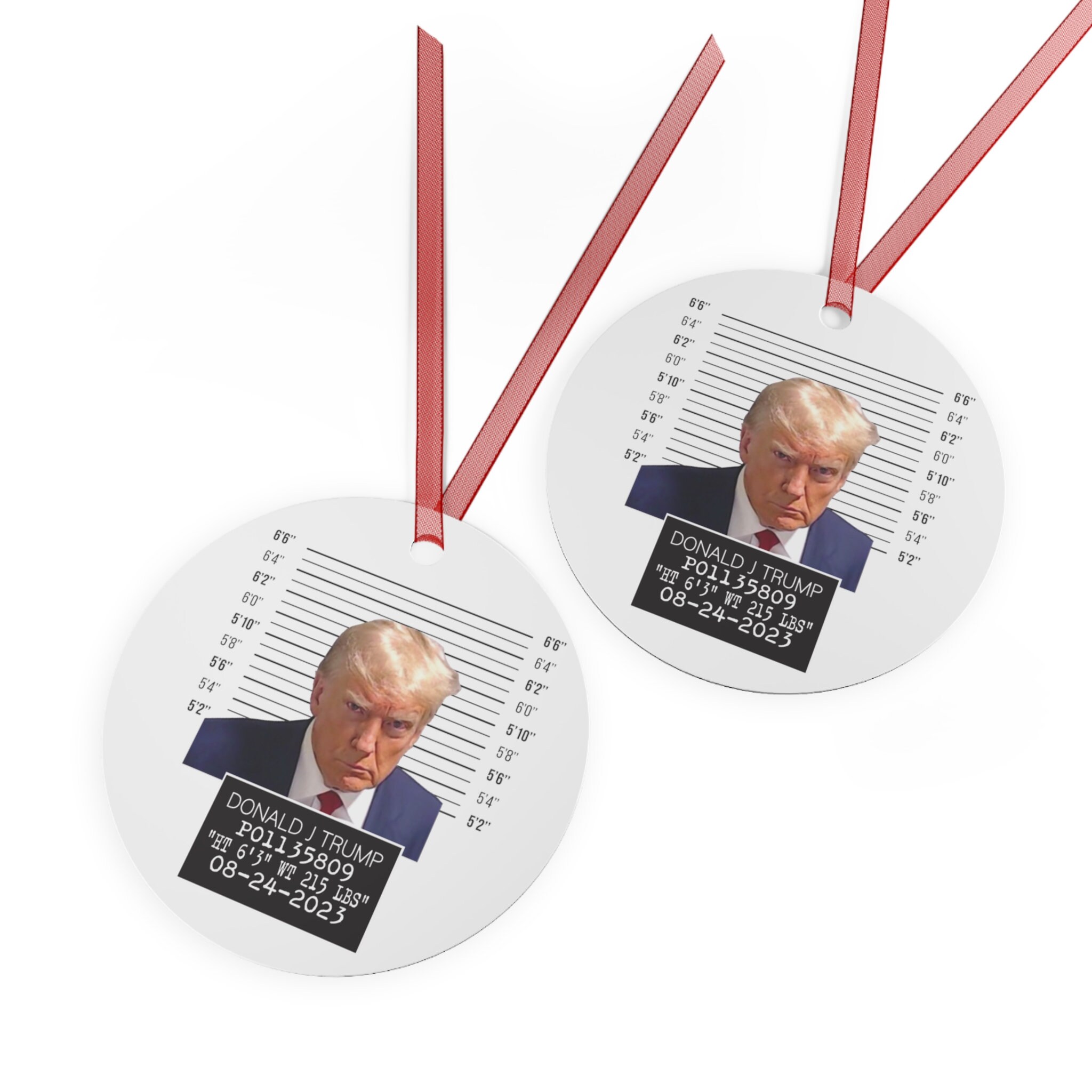 The Trump Mugshot 2023 Keepsake Metal Ornaments - Trump Ornament Trump ...