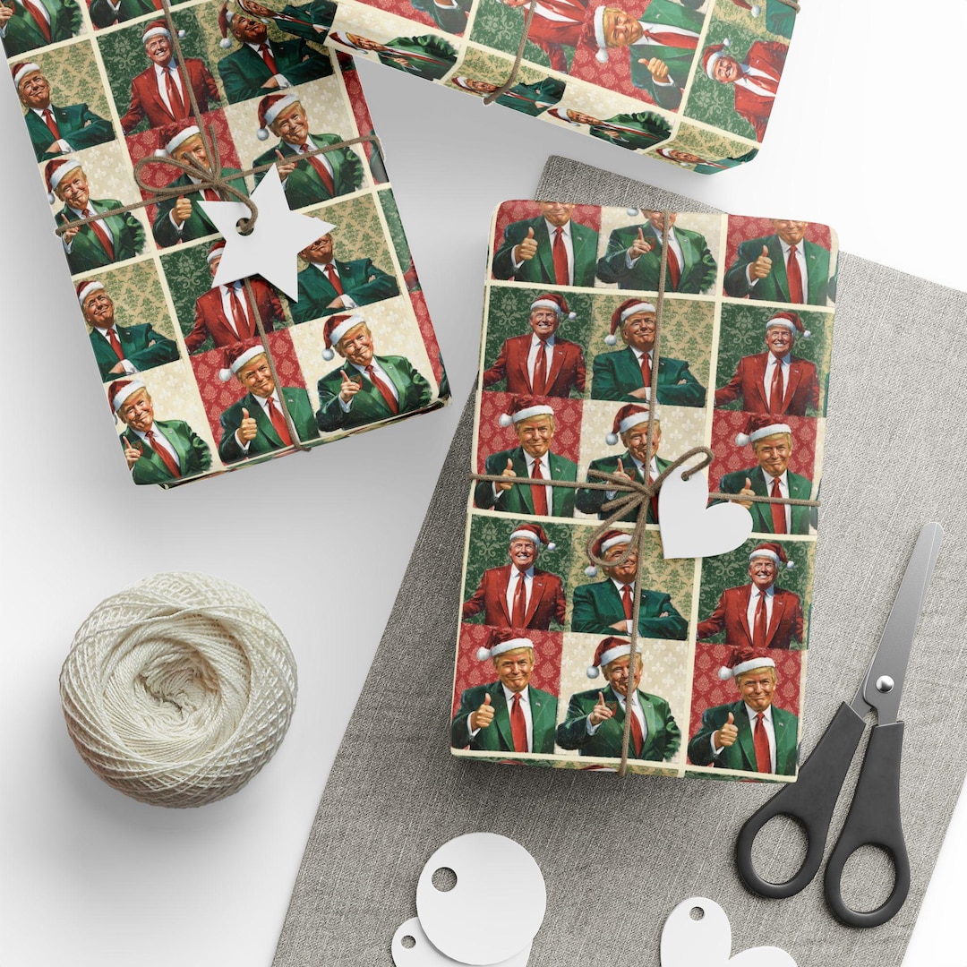 Jolly Trump Christmas, Christmas Trump Gift Wrap, Trump Wrapping Paper ...