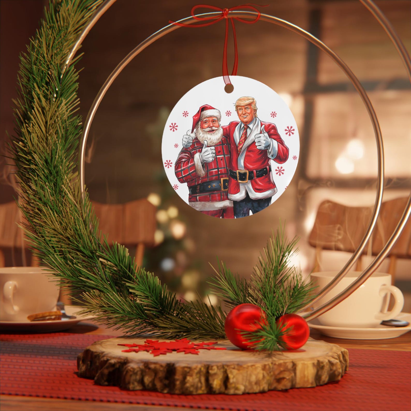 Santa Trump Christmas Ornament, Lightweight Durable Double Sided Metal ...