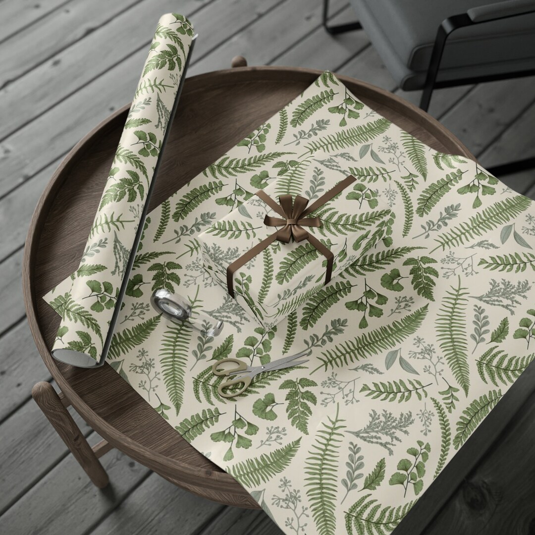 Lovely Botanical Leaves Ferns Gift Wrap - Botanical Wrapping Paper ...