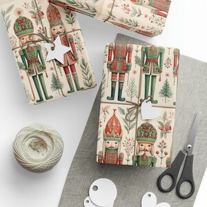 Classical Vintage Christmas Style Nutcrackers Wrapping Paper Family ...