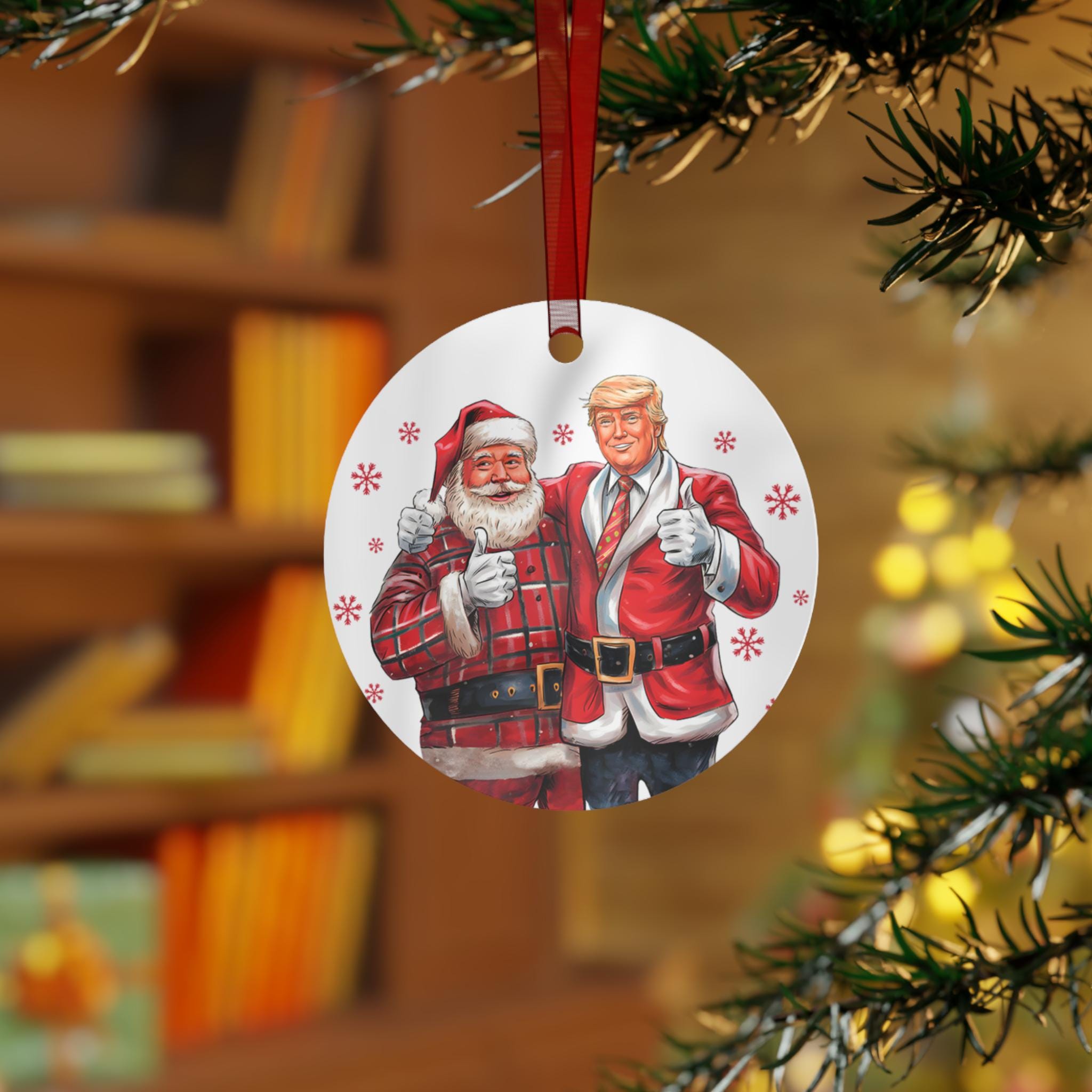 Santa Trump Christmas Ornament, Lightweight Durable Double Sided Metal ...