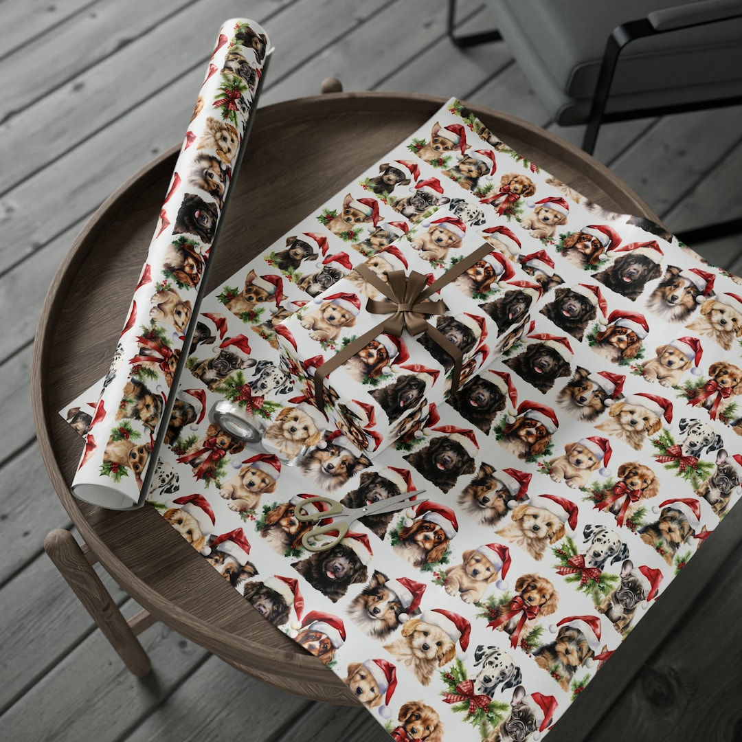 Cutest Christmas Puppy Dog Gift Wrap Dog Lover Wrapping Paper Dogs of ...