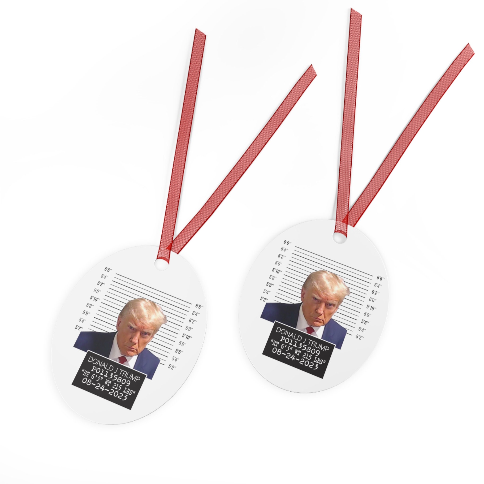 The Trump Mugshot 2023 Keepsake Metal Ornaments - Trump Ornament Trump ...