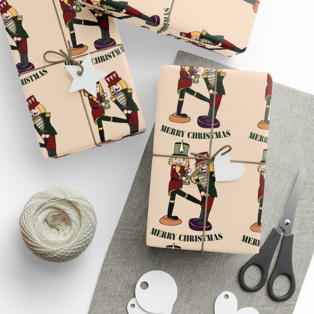 Funny Christmas Nutcrackers Wrapping Paper Nutcracker Kicking ...