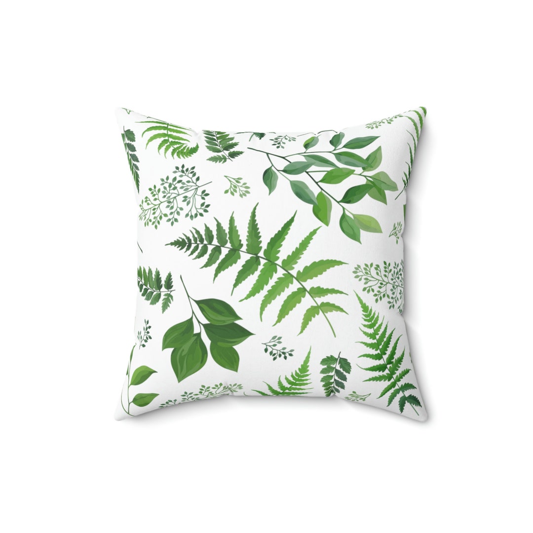 Floral Ferns Tropical Leaves Ferns Print Spun Polyester Square Pillow ...