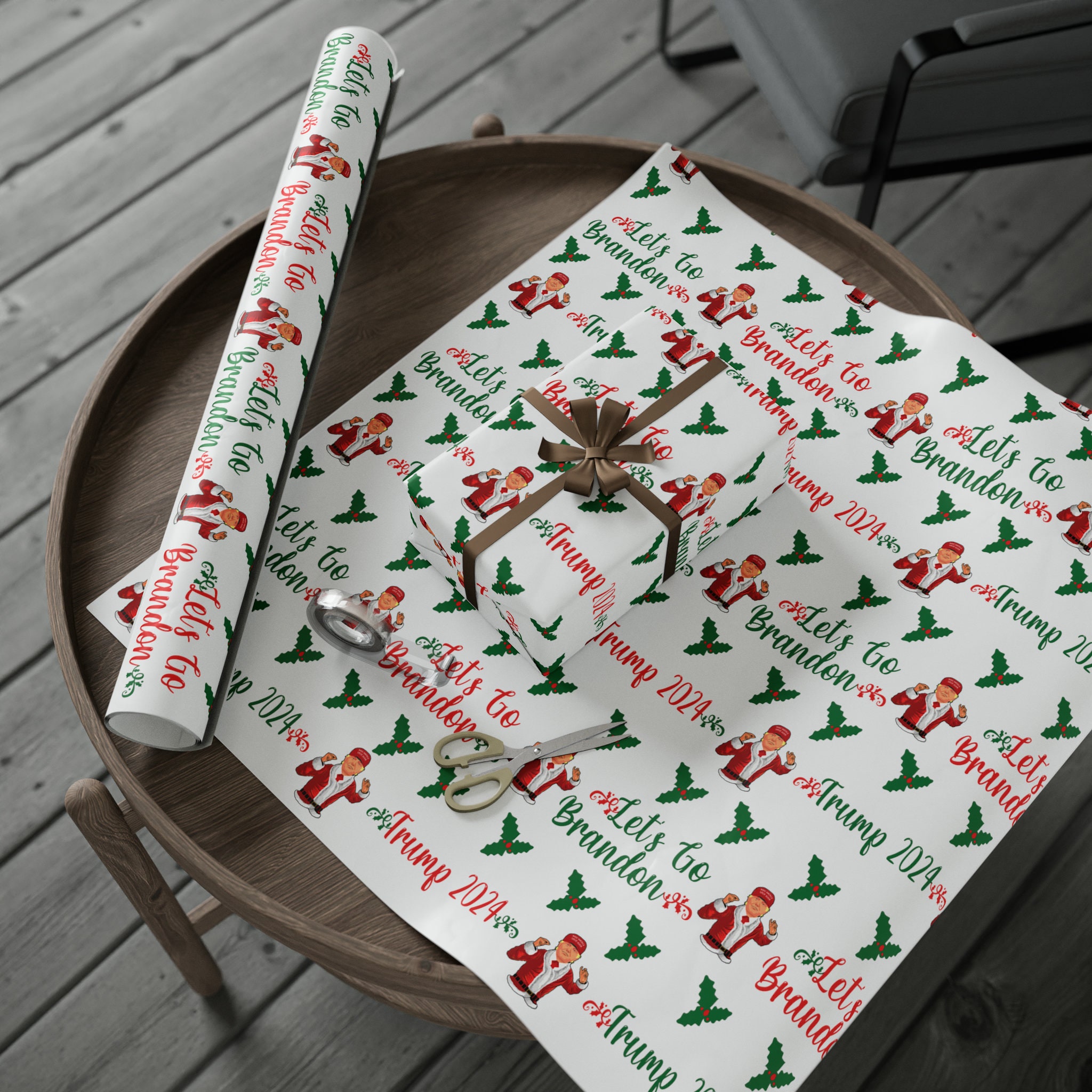 Christmas Trump 2024 Let's Go Brandon Wrapping Paper Biden Trump 2024 ...